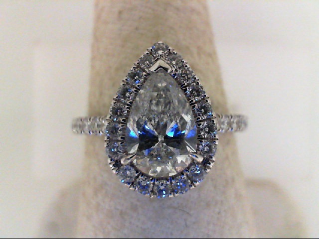 14 Karat White Gold Ring With One 1.01Ct Pear Diamond SI-2/I And 34=0 ...