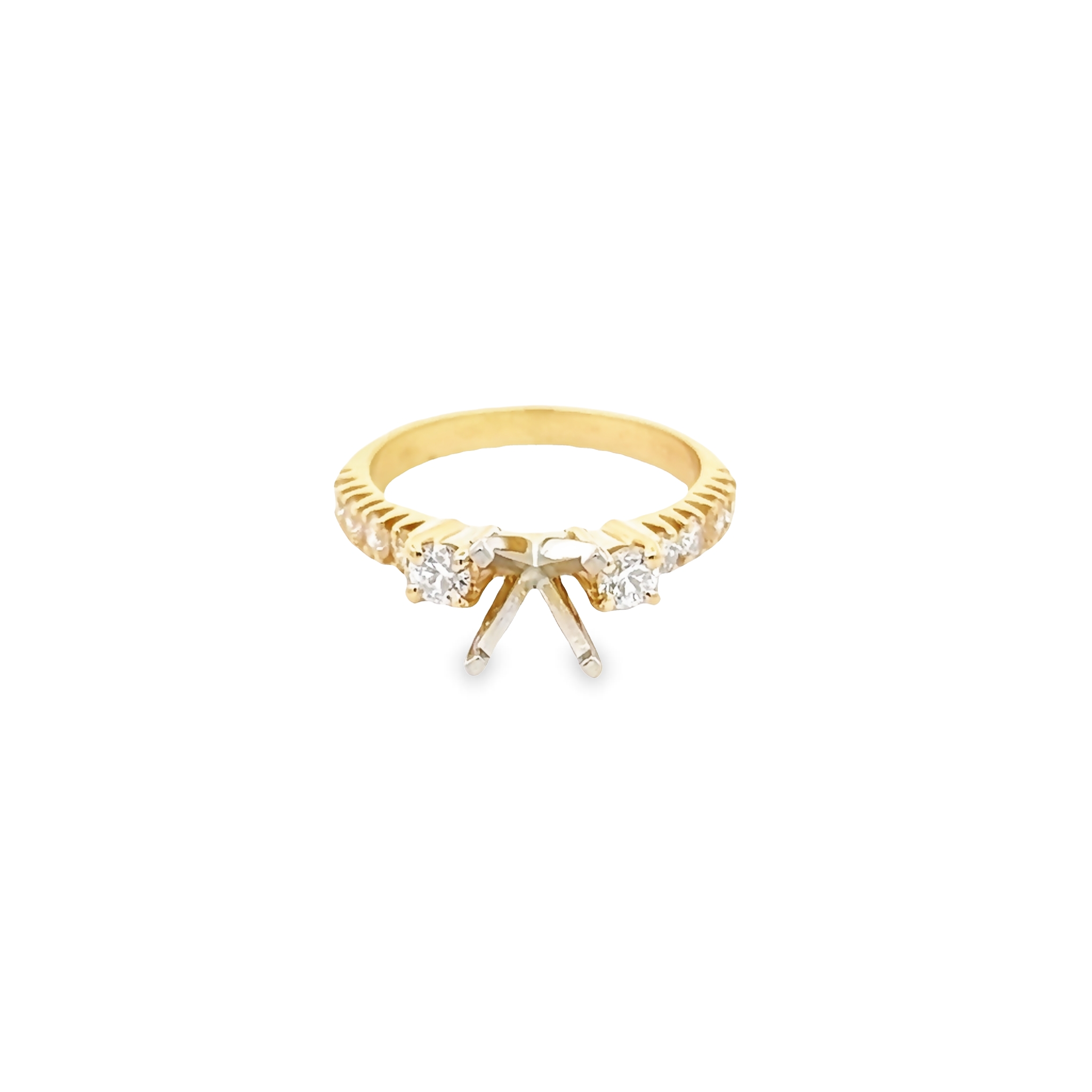 14 Karat Yellow Gold Semi Mount Engagement Ring With 4=0.20 Total ...