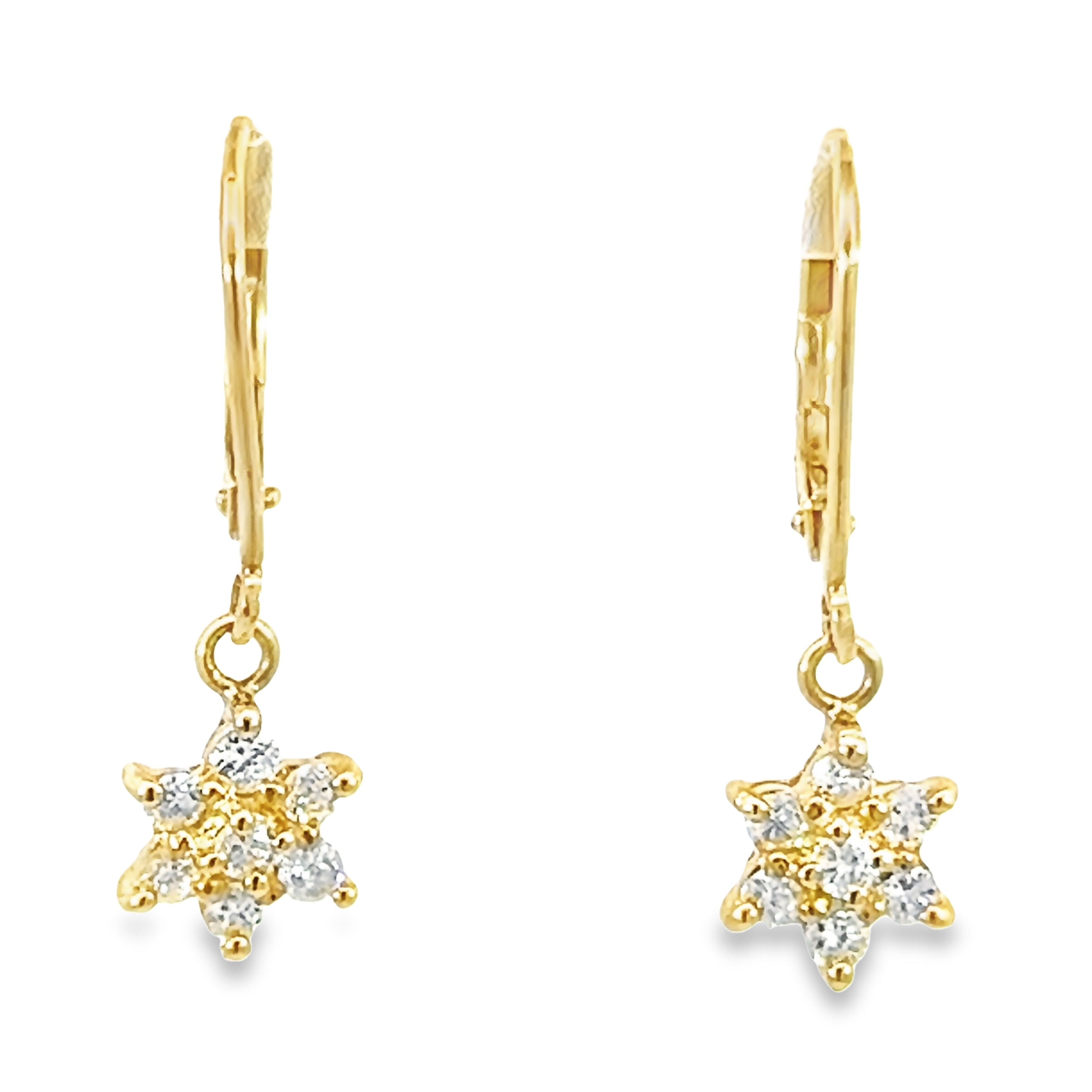 JewelryNest 14K Gold Star Diamond Dangle Earrings 0.12.ct.tw