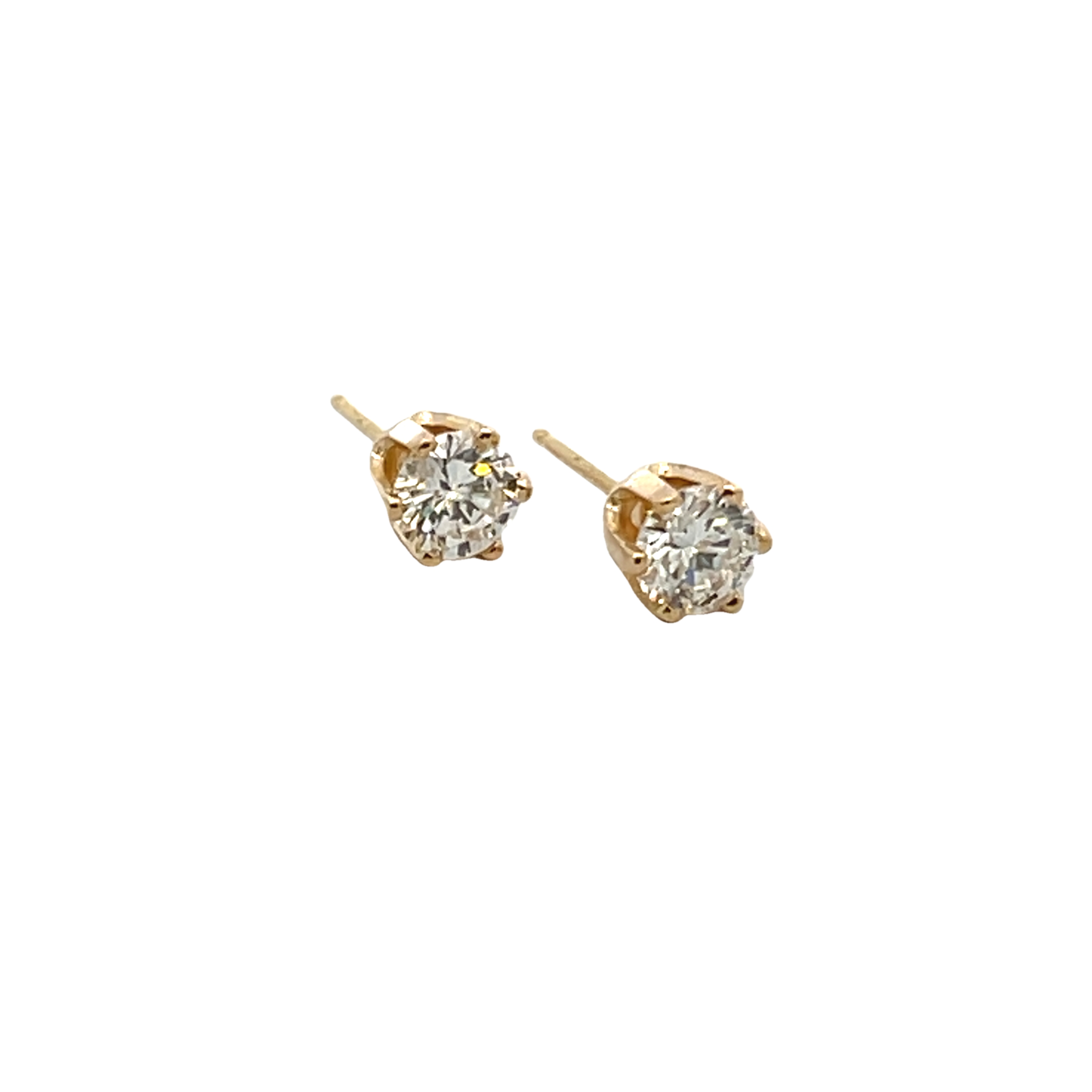 14k Yellow Gold Diamond Stud Earrings