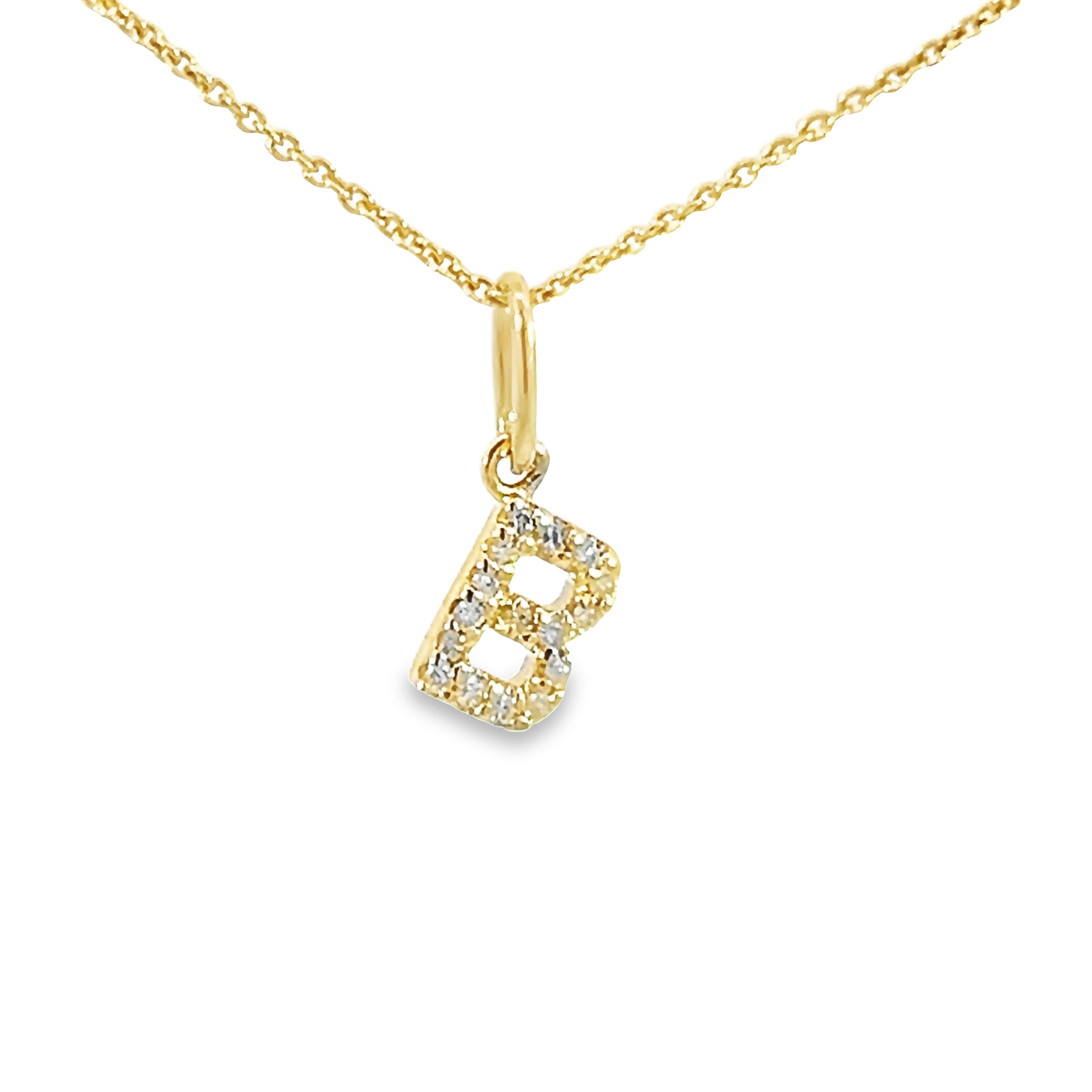 14 Karat Yellow Gold B Charm With 16=0.05 Total Weight Single Cut G I ...