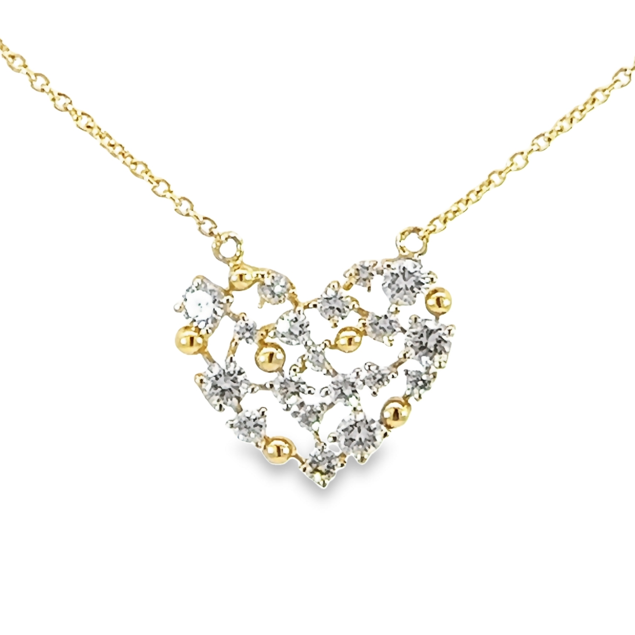 14k Yellow Gold Diamond Heart Pendant - 001-160-01478