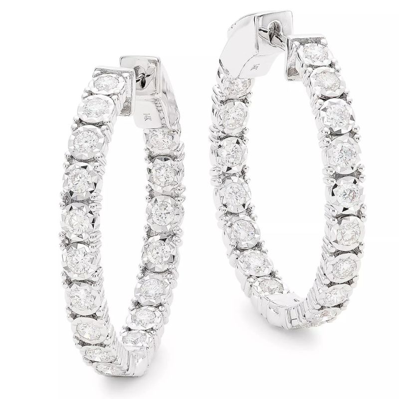 Inside Out Diamond Hoop Earrings - 001-150-04667
