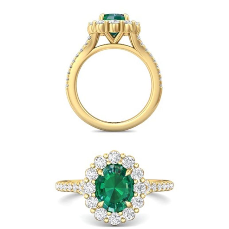 MARTIN FLYER Emerald & Diamond Halo Flyerfit Ring - 001-200-08390
